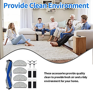 17 Pack Accessories Compatible with Yeedi C12 PRO PLUS Robot Vacuum.1 Main Brush,4 side brushes,4 Filters,4 mop pads