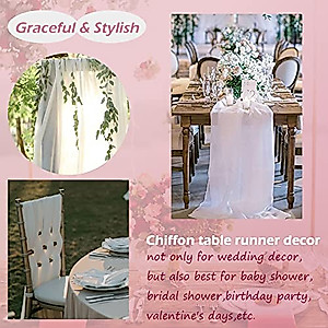 White Chiffon Table Runner for Wedding - White Table Runner, Sheer Party Decor, Rustic Runners for Bridal Baby Shower Decorations 10ft - puphutu