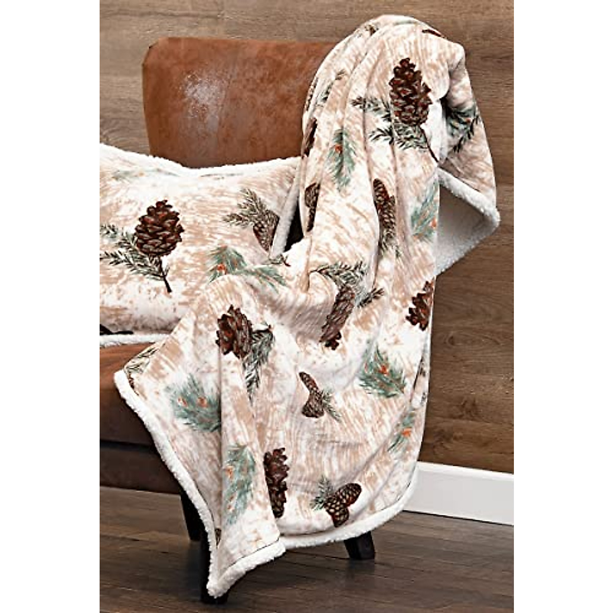 Black Forest Decor Pinecone Medley Plush Throw