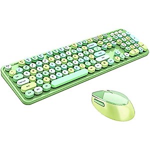 Mofii Wireless Keyboard and Mouse Combo,2.4G USB Multi-Color Cute Full Size Keyboard and Optical Mice Set for Computer Desktop PC Laptop (Green-Mixed)……