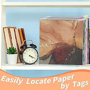 Anvin 12 Pcs Scrapbook Paper Storage Organizer for 12 x 12 Inch Paper with 60 Pcs Sticky Index Tabs Waterproof Individual Top Loading Files for Separating Scrapbook Paper, Vinyl Paper, Craft Paper