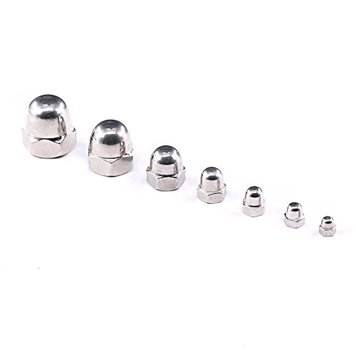 Hilitchi 140-Pcs M3 M4 M5 M6 M8 M10 M12 Acorn Dome Cap Head Hex Nuts Assortment Kit, 304Stainless Steel