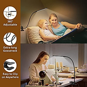 iZELL Book Light, LED Reading Light Clip On [3 Color Modes & 10 Brightness Levels] Flexible Gooseneck Book Reading Lamp for Kids Reading in Bed at Night Clip Bedside Table Headboard Dorm
