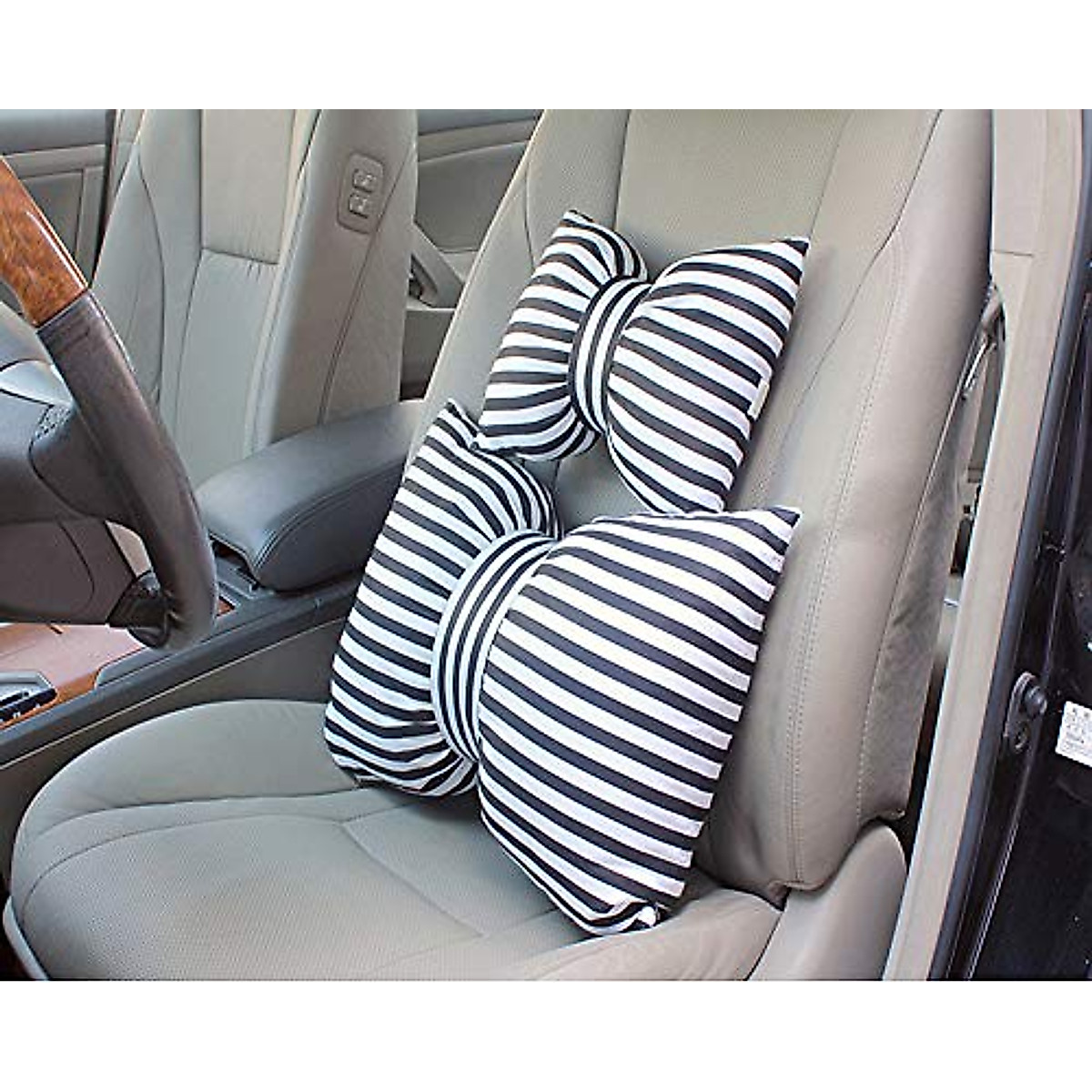 Poowe Black and White Striped Bow Pillow Sofa Decor Cushions,Decorative Reversible Pillow Cushion for Bed Couch Office 17.7 x 13.7 Inch