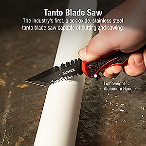 Sunex KNSAW Folding Saw Electrician's Knife with Tanto Style Blade, 2 Phillips Driver, Dual Serrated Edges, Lightweight Aluminum Handle & Multi-Purpose Clip