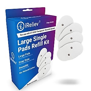 iReliev Wireless Electrode Pads Refill Kit, 4 Pads Per Box, Fits ET-5050 Wireless TENS EMS Receiver Pods, Snap Style Electrodes