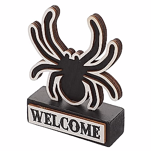 ABOOFAN Halloween Wood Table Decor Black Bat Spider Wooden Cutouts Figurine Wood Welcome Sign Haunted House Party Table Decor