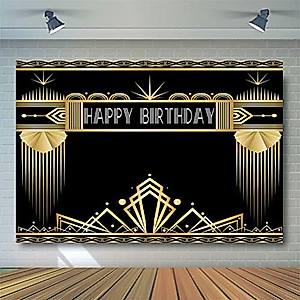Avezano 7x5ft Great Gatsby Theme Birthday Party Backdrop Roaring 20s Retro 1920s Photo Booth Backdrop for Adults Birthday Party Decorations The Great Gatsby Theme Bday Parties Photoshoot Background