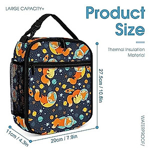 DTCCET Space Fox Backpack, Cute Daypack Cartoon Galaxy Fox Shoulders Backpack with Multiple Pockets, Classic Laptop Bag(Space & Fox)