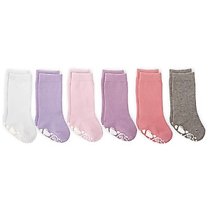LA Active Anole Newborn & Infant Baby Socks - 6 Pairs - Knee High Boys Girls Cotton (Girls, 0-3 Months)