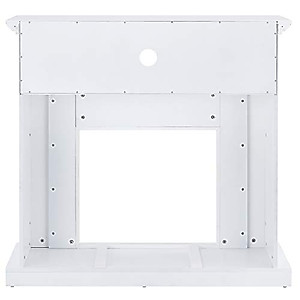 SEI Furniture Nobleman Mother of Pearl Tiled Electric Fireplace with Hidden Media Shelf, New White