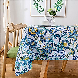 Lamberia Tablecloth Waterproof Spillproof Polyester Fabric Table Cover for Kitchen Dinning Tabletop Decoration (Paisley, 60"x84")