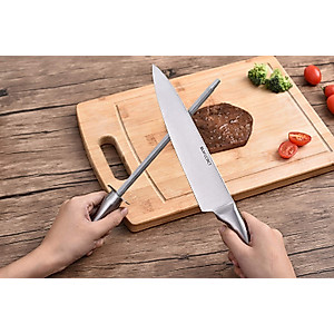 BEAFUORCT Block Knife Sets Stainless Steel With Sharpening 15 piece Acrylic Stand Steak Knives Set Professional Chef Knife and Scissors for Kitchen