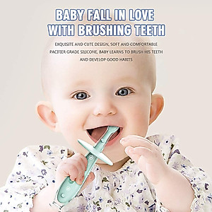 Lila Toddler Toothbrush, Training Baby Toothbrush Silicone 2 Pack, Infant Extra Soft/Tough Bristles, Anti-chocking/Anti-Fall Design, 100percent Food Grade Silicone, BPA/PVC, Unisex Count(Pack of 1)