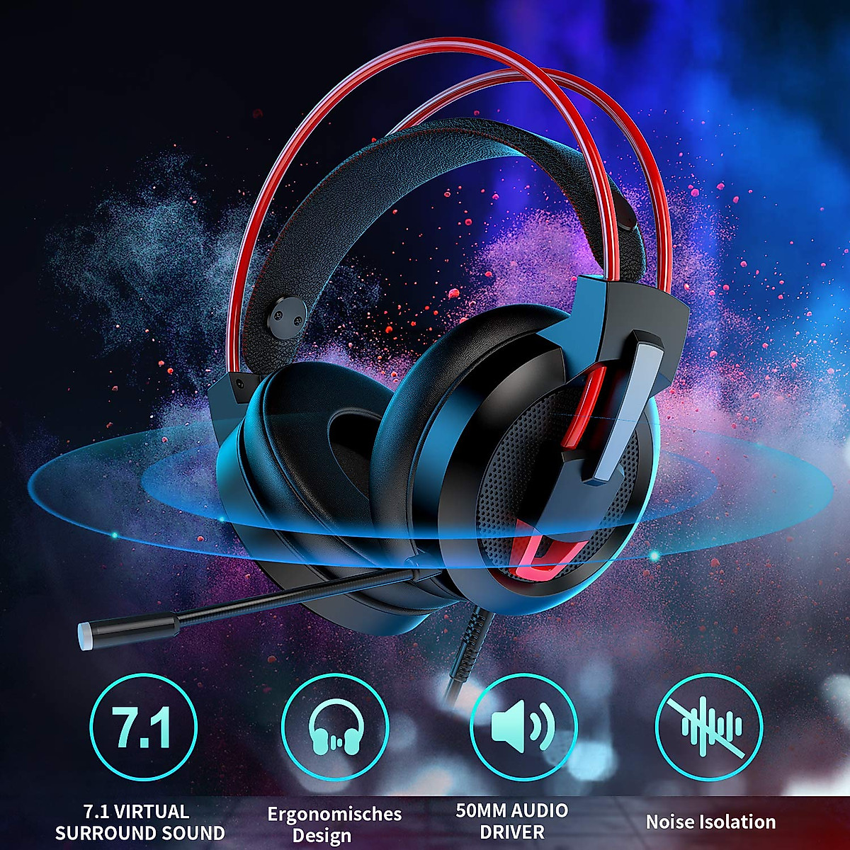 Zentouch Gaming Headset, Stereo Headset with Noise Cancelling and Mic, Over Ear Headset for PS4 PC Laptop