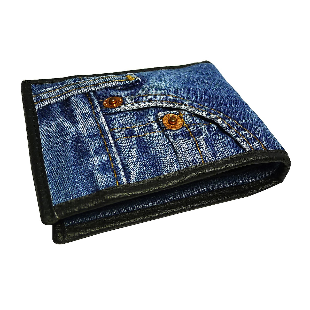 Bijoux de Ja Unisex Blue Denim Small Billfold Purse Wallet