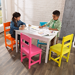 KidKraft Wooden Table and 4 Chair Set, Children's Furniture, Brightly Colored - Highlighter, Gift for Ages 3-8, 40" x 27" x 9.5"