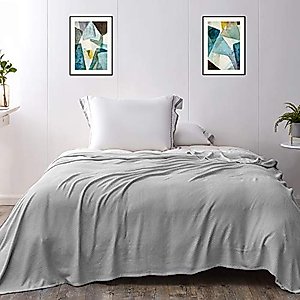 Kpblis Cooling Bamboo Blankets for Hot Sleepers, Lightweight Summer Big Cool Blankets Queen Size, Thin Bamboo Extra Cool Throw Blankets for Hot Flashes (79x91 inches, Light Grey)