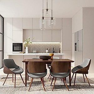 SIMPLIHOME Malden Dining Chair in Distressed Grey Vegan Faux Leather, 22.8"W x 20.9"D x 30.9"H, Mid-Century Modern Wood Back Chair for Dining Room