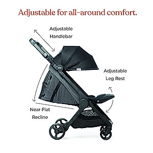 Ergobaby Metro+ Compact Baby Stroller, Lightweight Umbrella Stroller Folds Down for Overhead Airplane Storage (Carries up to 50 lbs), Car Seat Compatible, Slate Grey