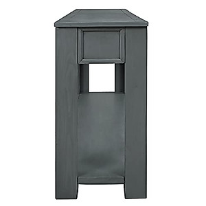 P PURLOVE Console Table for Entryway Hallway Sofa Table with Storage Drawers and Bottom Shelf (Navy)