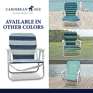 Caribbean Joe Folding Beach Chair, 1 Position Lightweight and Portable Foldable Outdoor Camping Chair with Carry Strap, Horizon Stripe
