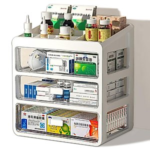 Multilayer Drawertype Plastic Storage Box Organizer/Medicine Box - Multifunctional Storage Container,Family Medicine Box Organizer,Organize Medications,Stationery,Office Items,Etc,Easy Access