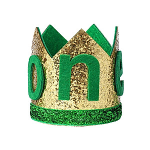 Boys Baby Jungle Cake Smash Outfit 1st Birthday Animal Print Bow Tie Romper Safari Theme Short Sets Wild Lion Crown Headbands Casual Summer 4PCS Clothes Set Green One 1T