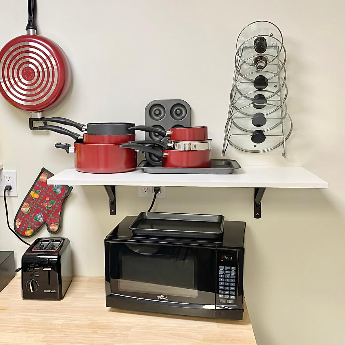 Evelots Lid Organizer Pots and Pans/Pot Lid Organizer/Pan Cover Organizer/6-Lid Holder for Pots/Lid Holder for Cabinet/Wall