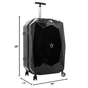 kensie Women's Gemstone Luggage, Black, 2 Piece Set (28"/20")