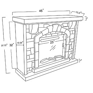 LIVILAND 45-Inch Freestanding Electric Fireplace with Faux Stone Mantel - Gray