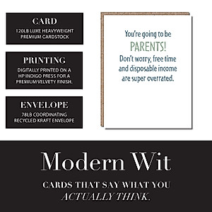 Modern Wit New Baby Card, Baby Shower Card, Gender Reveal Party, Expecting Parents, Pregnancy Congratulations, Single 4.25 X 5.5 Card With Envelope, Blank Inside, You're Going To Be Parents