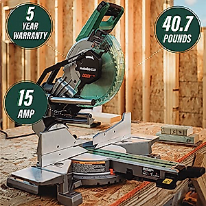 Metabo HPT Sliding Compound Miter Saw | 10-Inch Blade | Double Bevel | Laser Marker | 15-Amp Motor | 5 Year Warranty | C10FSHCT