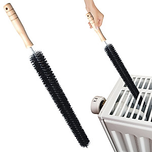 2pcs Radiator Brush, 40cm Long Reach Radiator Brush with Wooden Handle, Flexible Nylon Radiator Cleaner Brush with Hanging Hook Loop for Dryer Lint Brush Vent Cleaner