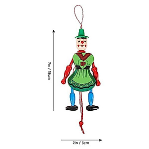 ABOOFAN 4Pc Funny Wooden Toy Ornaments Hanging Decoration Wood Puppet Doll Toys Wooden Hanging Puppet Toys Marionette Pull String Puppet Doll Toys(Random Style)