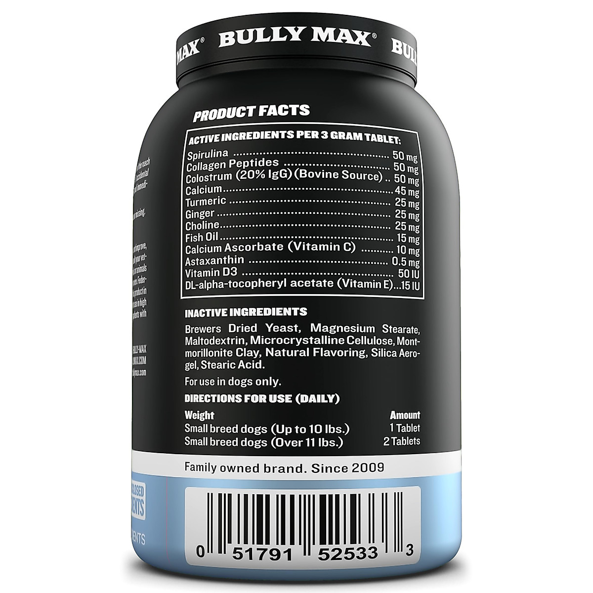 Bully Max 26/14 Small Breed Dry Dog Food 5 lbs & 60 Chewable Tablets Bundle for Skin Coat, Immune & Digestive Health Support - Multivitamin Immunity Booster Supplements for Puppy, Adult & Senior Dogs