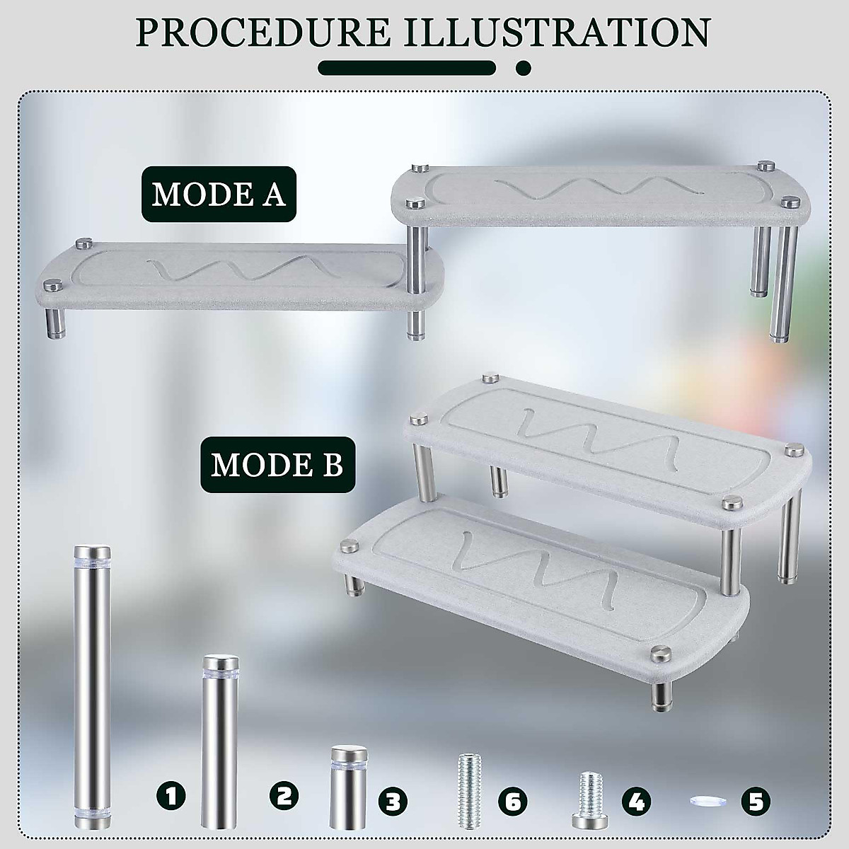 Kigley 2 Sets of Double Tiered Sink Caddy Instant Dry Sink Organizer Bathroom Counter Diatomaceous Earth Fast Drying Stone Sink Tray with Stainless Steel, 11" x 4.3" Each, Gray, White and Dark Gray