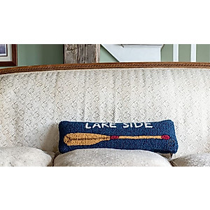Chandler 4 Corners Artist-Designed Lakeside Oar Hand-Hooked Wool Decorative Throw Pillow (8” x 24”)