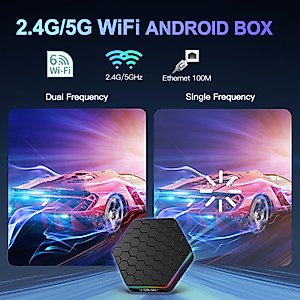 T95Z Plus Android TV Box 12.0 | 4GB RAM 32GB ROM | WiFi6 | 6K 3D HDR10+ | Bluetooth 5.0 | Android Box with Keyboard Remote | Dual Band 2.4GHz/5.8GHz | Smart TV Box 2024
