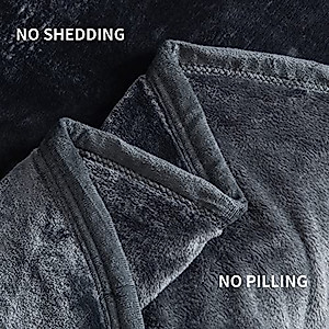 HULAWAO Fleece Bed Blankets, Soft Lightweight Luxury Throw Blanket, Plush Fuzzy Super Cozy and Comfy for Couch Sofa or Bed, All Seasons(Dark Grey, Queen)