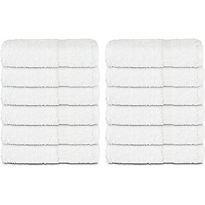 GOLD TEXTILES Premium White Washcloths Set - 12 Pack | 13x13 inches - Ultra Soft, Highly Absorbent Face Towels- Cotton Wash Cloths for Your Body