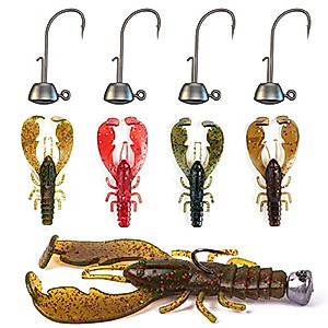 OJY&DOIIIY Ned Rig Kit Crawfish Lures with Jig Heads for Bass Fishing,TRD Soft Plastic Fishing Lures,Crayfish Lure for Ned Rig 44 PCs
