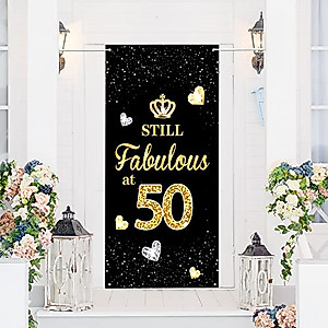 Still Fabulous at 50 Door Banner, Women Happy 50th Birthday Sign Party Door Banner Decorations, Cheers to 50 Years Door Cover Party Decorations