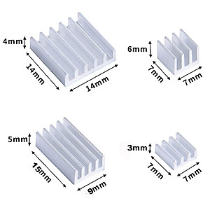 GeeekPi Heatsink for Raspberry Pi 4, 20PCS Pi 4 Aluminum Heatsinks with Thermal Conductive Adhesive Tape for Raspberry Pi 4 Model B (Raspberry Pi Board is Not Included)