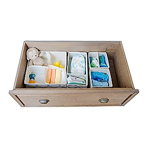 Set of 4 Organizer Bins with Dividers for Closet Dresser Drawer Inserts Bathroom Dorm or Baby Nursery; Store Socks Underwear Clothes; Clothing Organization; (Set of 4, Yellow-tinted Beige)