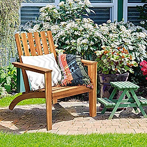 HAPPYGRILL 2PCS Adirondack Chair Outdoor Acacia Wood Classic Adirondack Armchair Ergonomic Lounge Chair for Poolside Balcony Yard Patio Garden