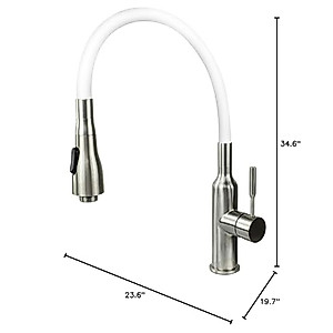 Transolid TCAB-2420-WS 24-in Laundry Cabinet Sink, Stainless Steel High Arc Faucet, and Basket, White