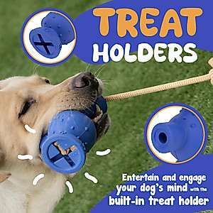 LIT LABS Funny Dog Toy Chew Rubber Tug-A-War Dog Toy - Built for Sized Medium to Large Dogs - Ideal Gift for Dog Birthday - Orange Body with Yellow Rope