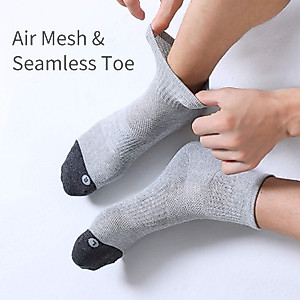 FITRELL 6 Pack Athletic Ankle Socks for Women and Men Cushioned Sports Running Socks, Shoe Size 7-9, Grey