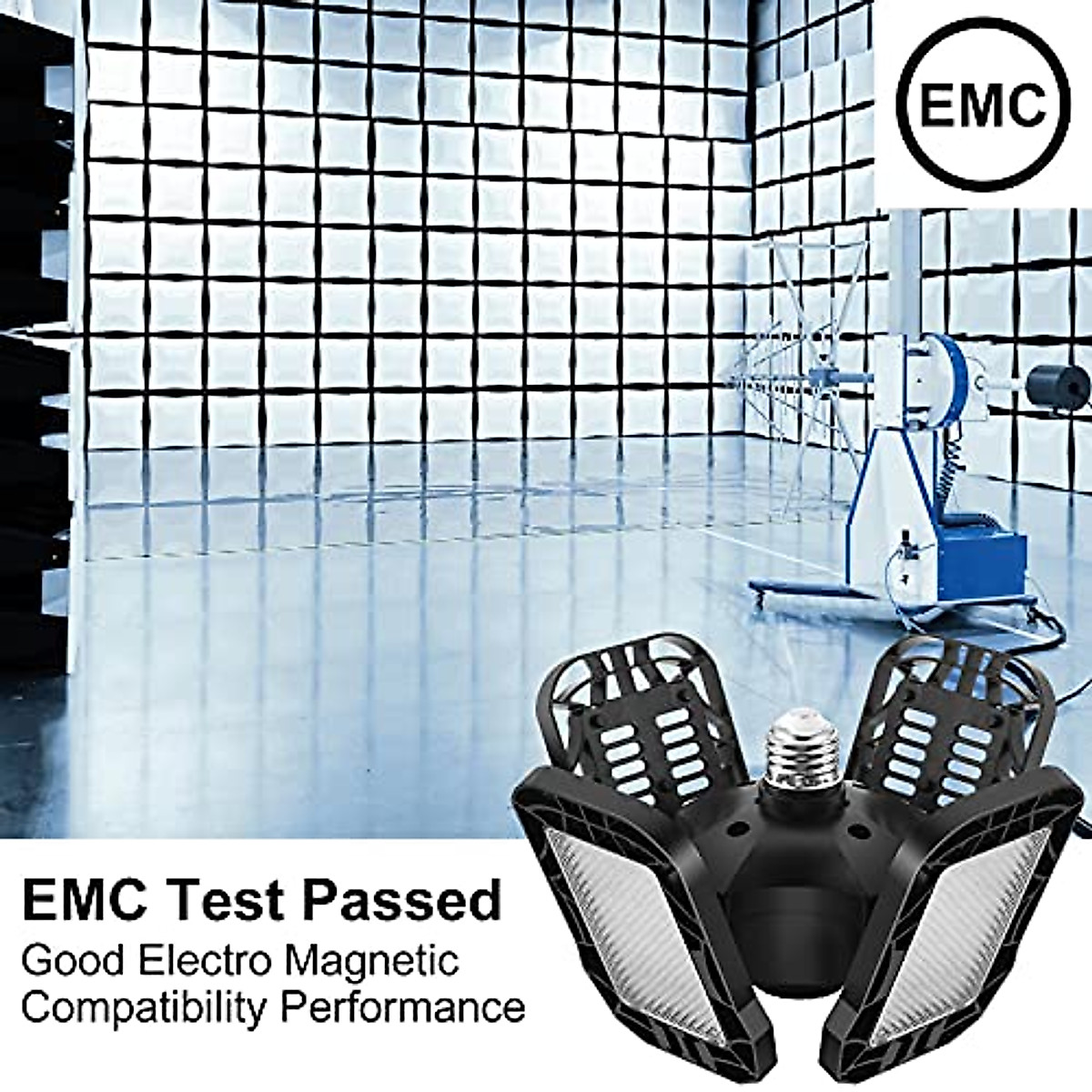 1LED Garage Lights 2 Pack/60W/6500k/4 Panels, Porcelain Base, 4 Adjustable Panels, 12000LM High Lumen Output Super Bright LED Bulb, E26/E27 Compatible